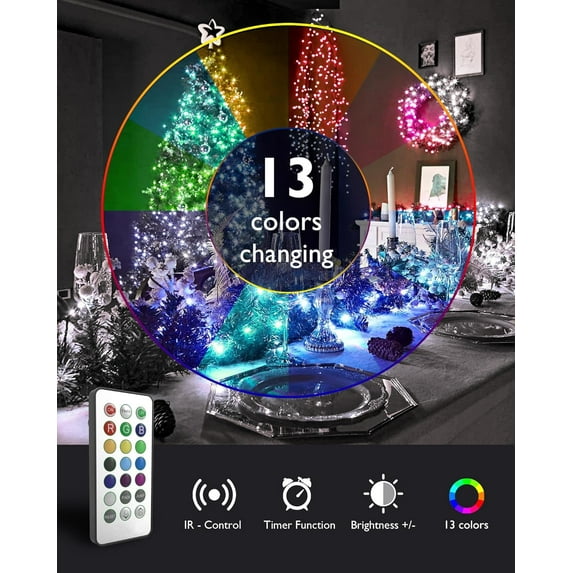 JINYUN-2 Pack Color Changing Fairy Lights Battery Operated, 20Ft 60LEDs ...
