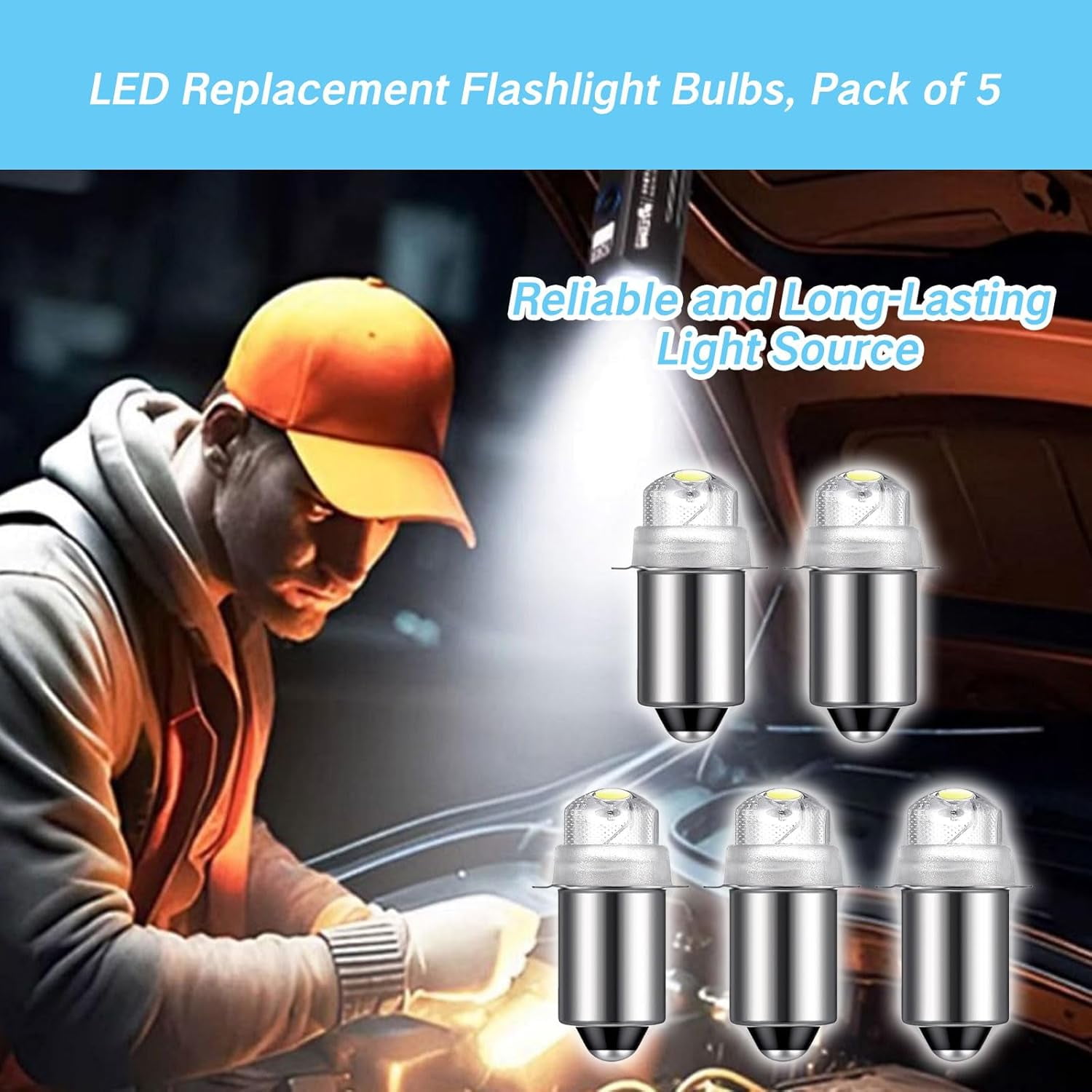 JINYUN-2 Pack Flashlight Bulbs 30 Lumen 3-Volt LED PR6 Replacement Bulb ...
