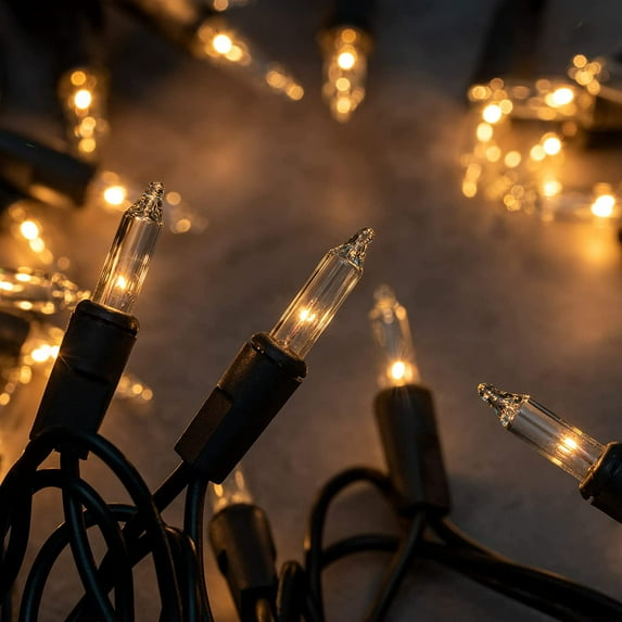 JINYUN-200 Clear Christmas Lights with Black Wire, Pack of 2 Strands of ...