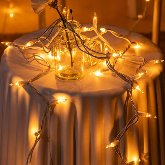 JINYUN-200 Clear Christmas Lights with White Wire, Pack of 2 Strands of ...