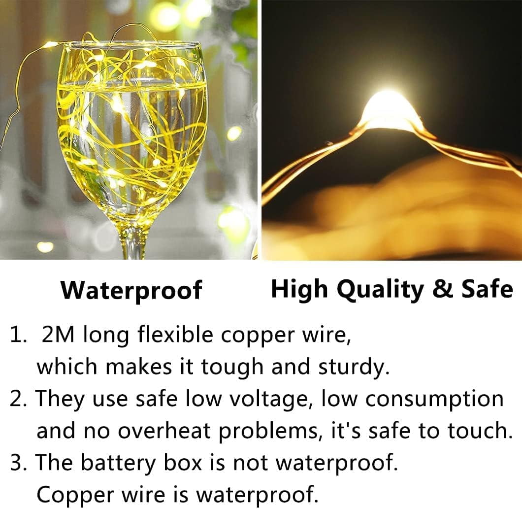 JINYUN-24 Pack Fairy Lights Battery Operated String Lights7FT 20LED ...