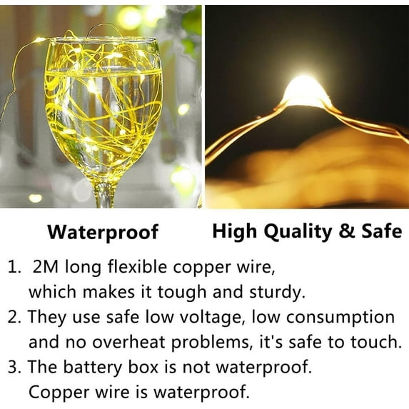 JINYUN-24 Pack Fairy Lights Battery Operated String Lights7FT 20LED ...