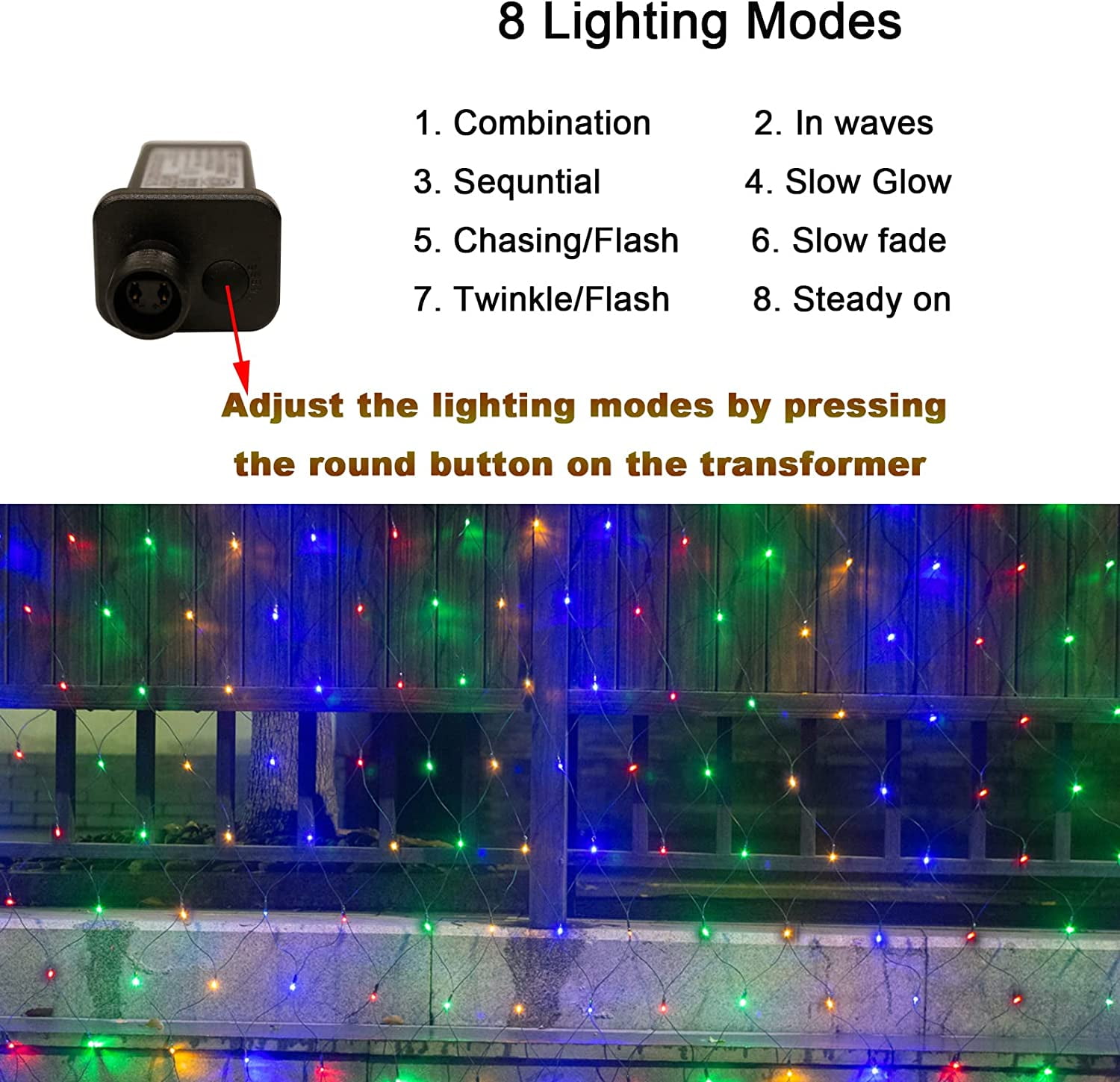 JINYUN-300 LED Christmas Net Lights, 14.8ft x 5ft Mesh Lights Outdoor 8 ...