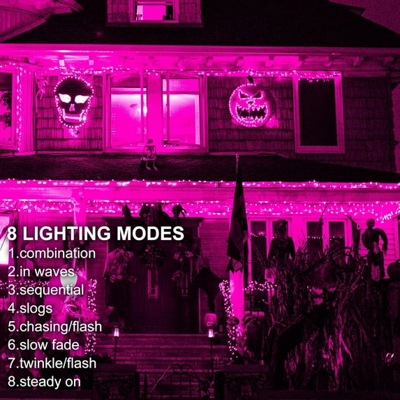 JINYUN-300 LED Pink Christmas Lights, 99FT Connectable 8 Twinkle Modes ...