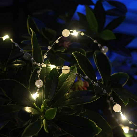 JINYUN-36 LEDs White Pearl Glarand Battery Operated Fairy String Lights ...