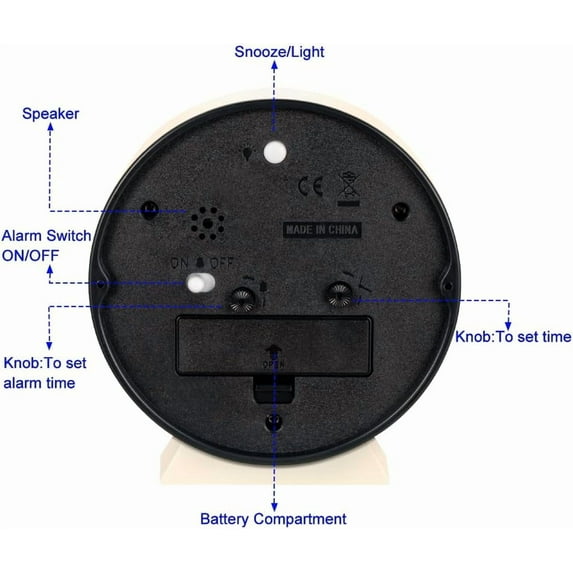 JINYUN-4.5" Battery Operated Antique Retro Analog Alarm Clock, Small ...