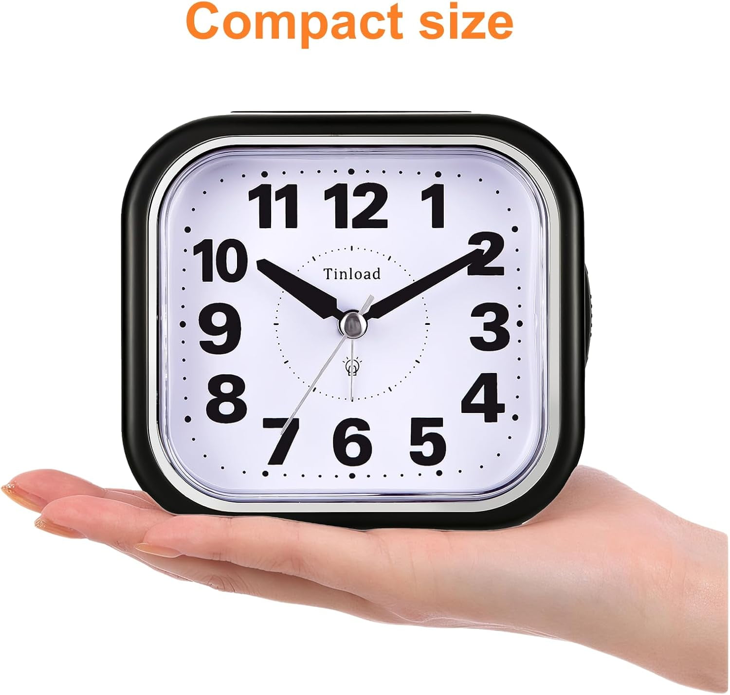 JINYUN-4.5" Compact Analog Alarm Clock, Silent Readable for Seniors ...