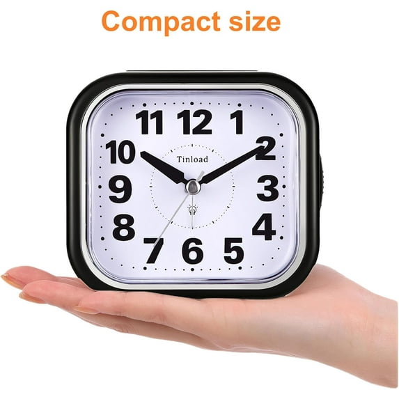 JINYUN-4.5" Compact Analog Alarm Clock, Silent Readable for Seniors ...
