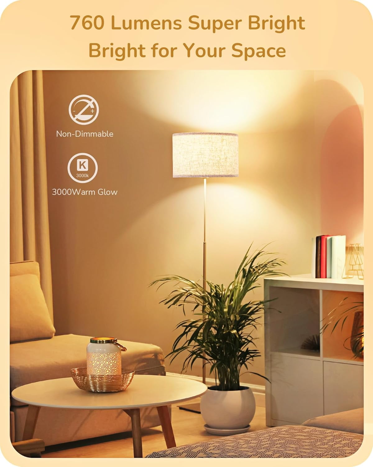 JINYUN-4-Pack A19 LED Light Bulb, 760LM, 3000K Daylight LED Light Bulbs ...