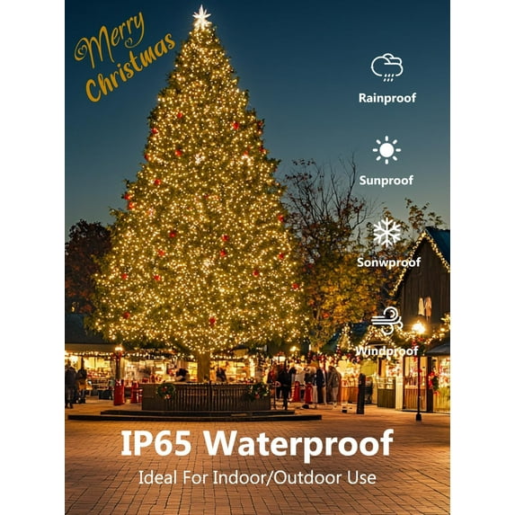 JINYUN-4 Pack Solar Christmas Lights Outdoor Waterproof, 132FT 400LED ...