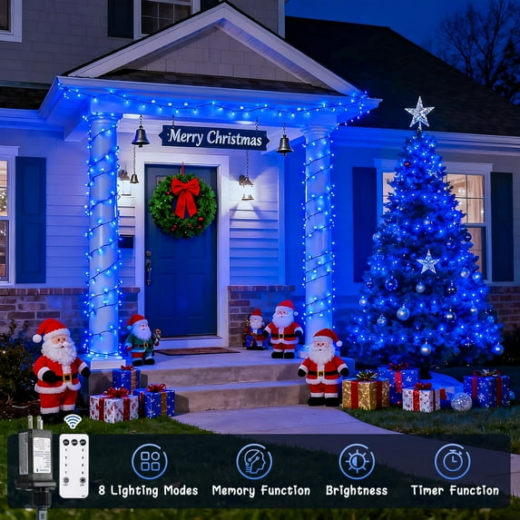 JINYUN-400 LED Blue Christmas Lights Outdoor, 132ft Christmas Tree ...