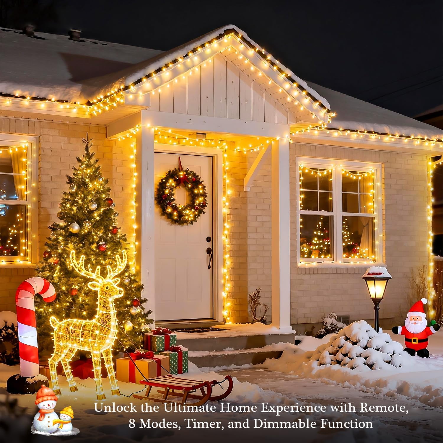 JINYUN-400 LED Christmas Lights Indoor Outdoor, 132 ft Warm White ...