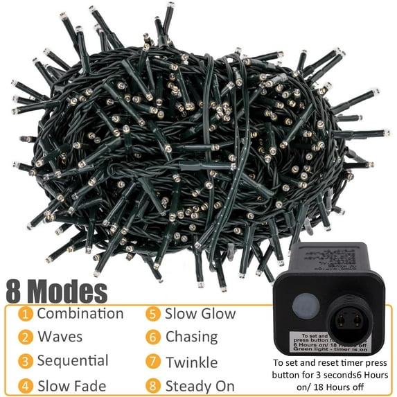 JINYUN-49 ft 500 LED Christmas Cluster Lights 8 Modes Christmas String ...