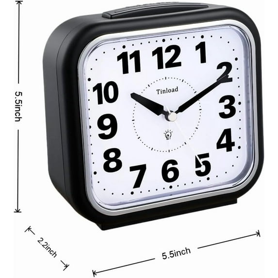 JINYUN-5.5" Large No Ticking Analog Alarm Clock,Silent Readable for ...
