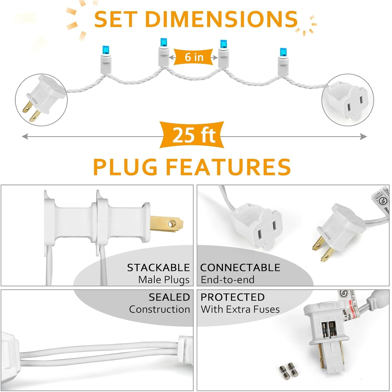 JINYUN-50 Counts Aqua LED Christmas Lights - 25ft Christmas Tree Lights ...