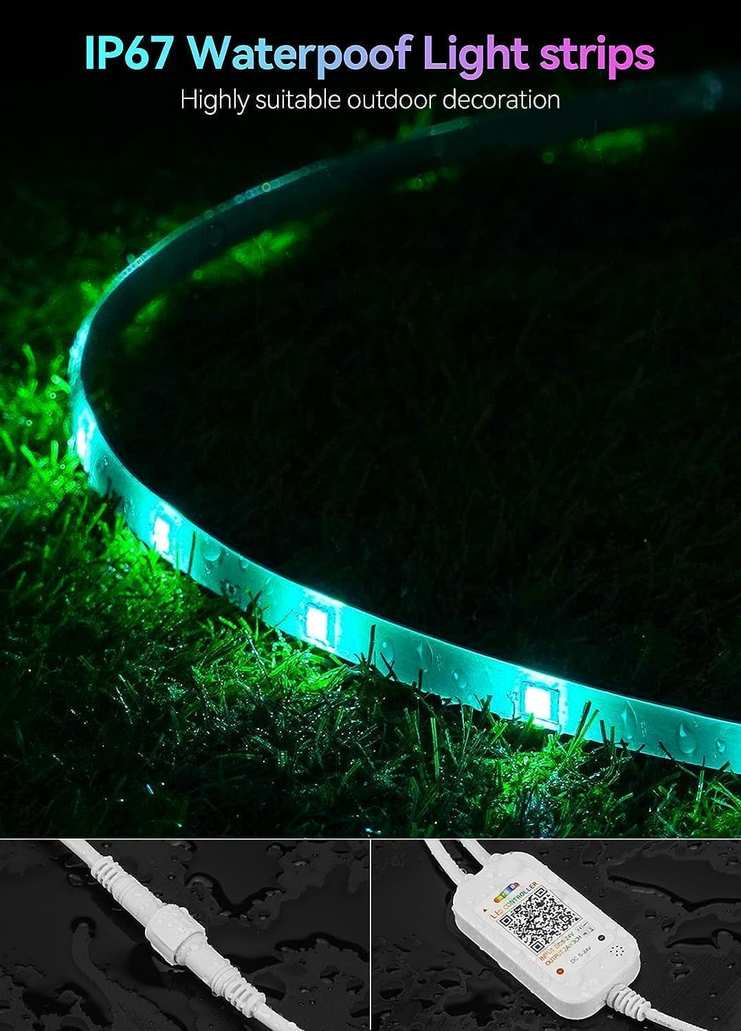 JINYUN-53FT Continuous RGB+IC Outdoor Led Strip Lights Waterproof with ...