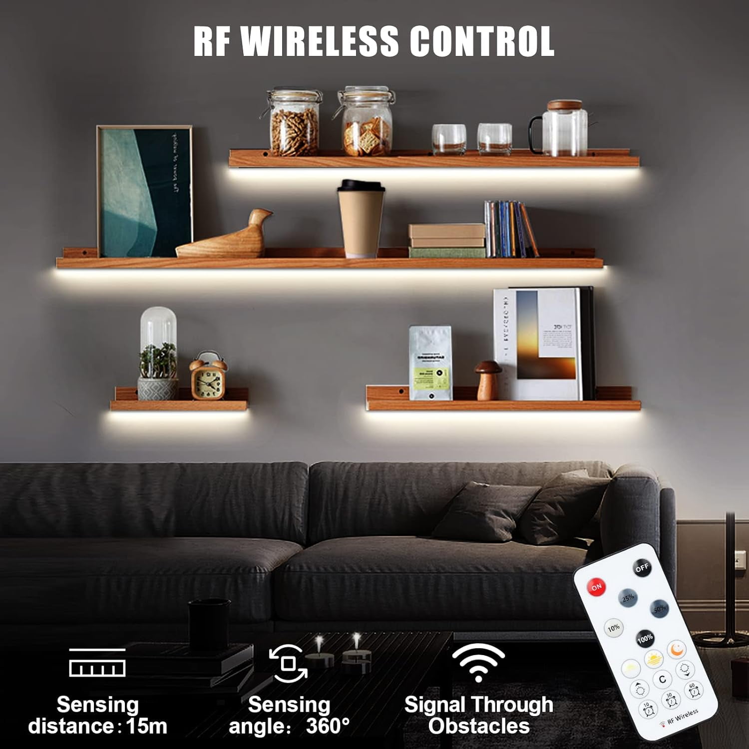 JINYUN-5V USB COB Led Strip Light with RF Remote, 4.92ft Dimmable 4000K ...