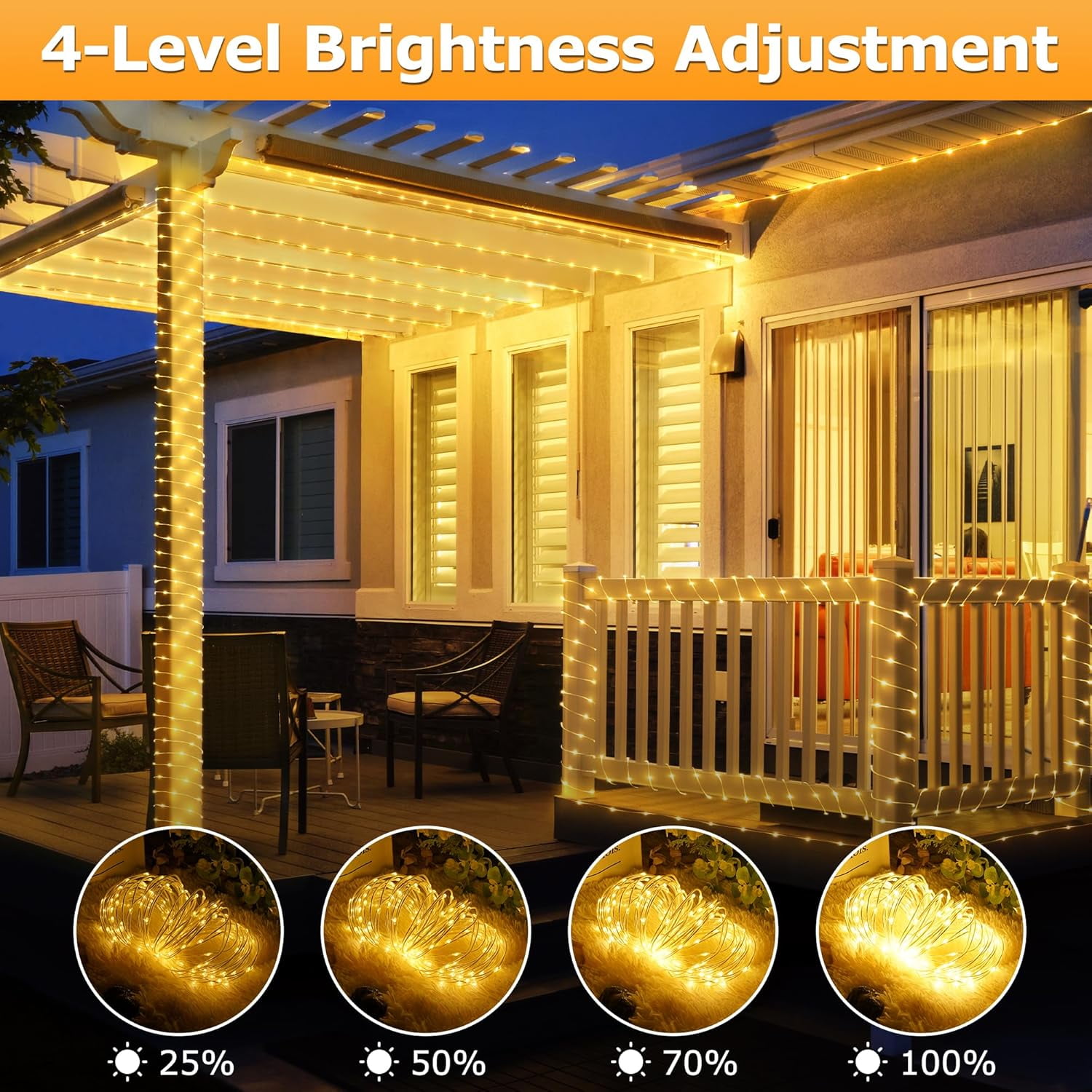 JINYUN-66FT Ultra-Thin LED Rope Lights for Outside, 24 RGB Colors +Warm ...