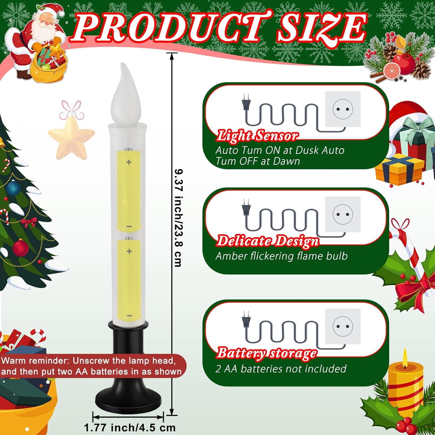 JINYUN-8 Pcs Christmas LED Window Candles with Sensor Dusk to Dawn ...