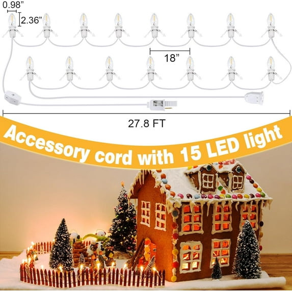 JINYUN-Accessory Cord with 15 LED Bulbs, End to End Connected Blow Mold ...