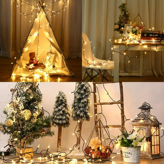 JINYUN-Battery Christmas Lights, 2P 17.94ft 50 LED Warm White Christmas ...