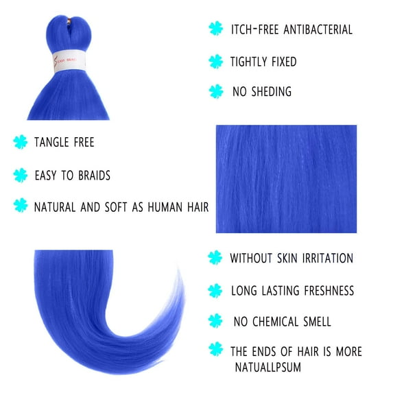 JINYUN-Blue Pre Stretched Braiding Hair - 26 Inch 2 Pack Braiding Hair ...