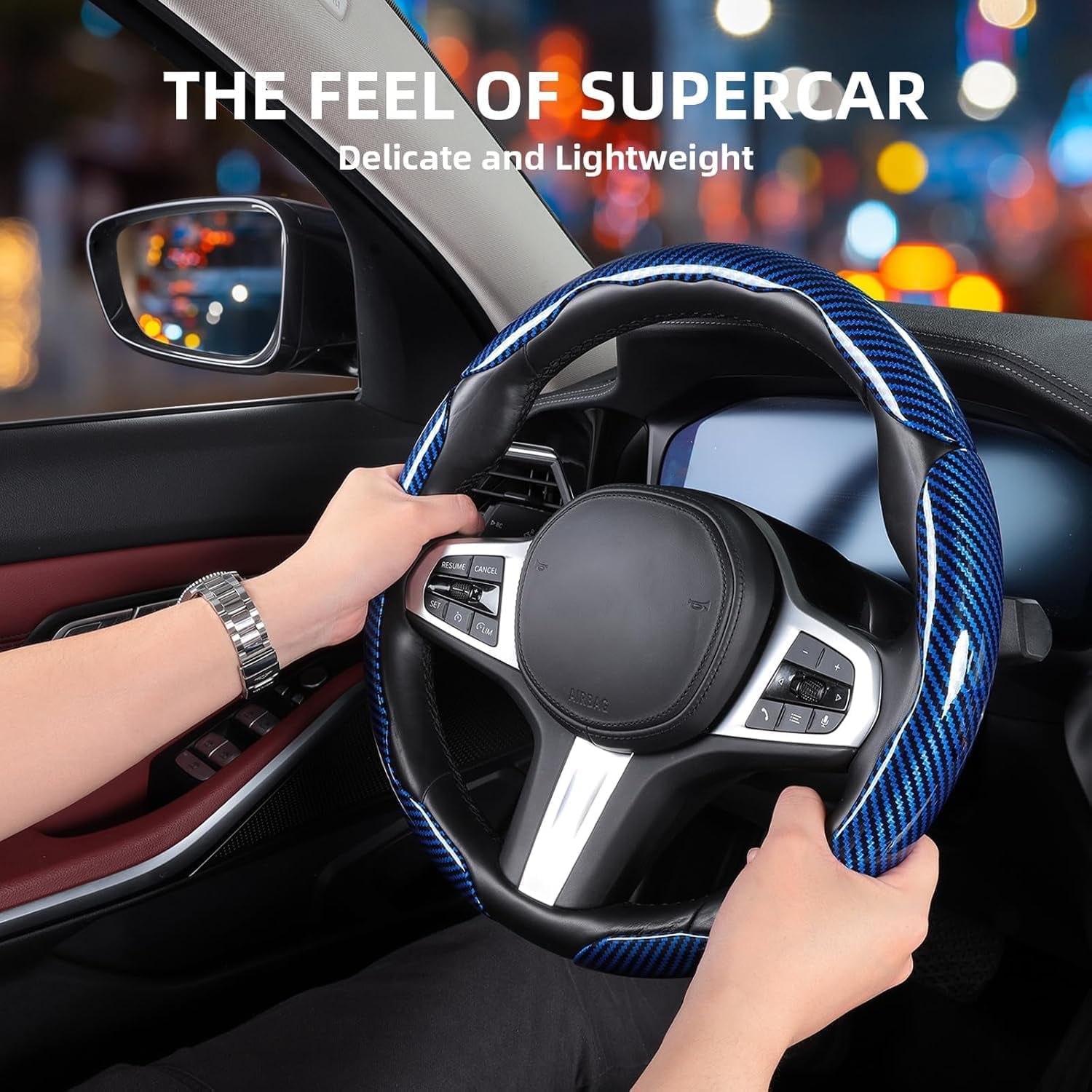 JINYUN-Carbon Fiber Steering Wheel Covers 3 Piece Clip on Steering ...