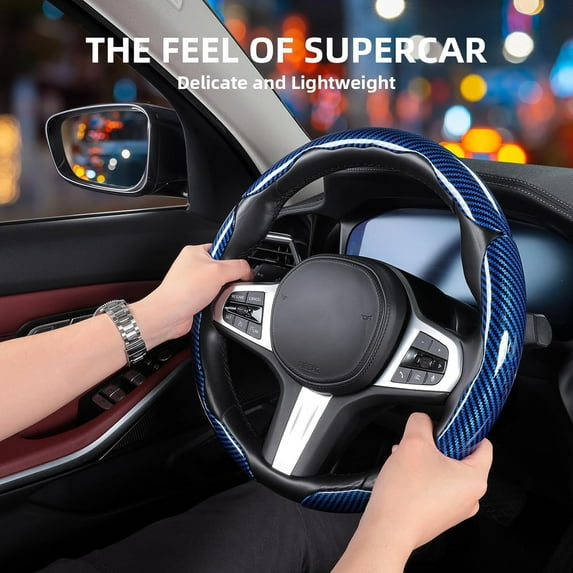 JINYUN-Carbon Fiber Steering Wheel Covers 3 Piece Clip on Steering ...