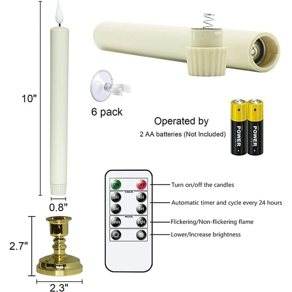 JINYUN-Christmas Flameless Window Taper Candles with 10-Key Remote and ...