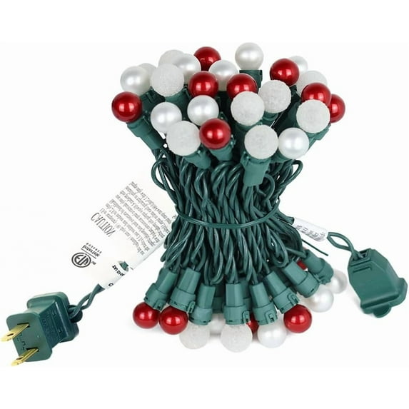 JINYUN-Christmas String Lights 50 LED with Globe G15 Glass Bulbs ETL ...