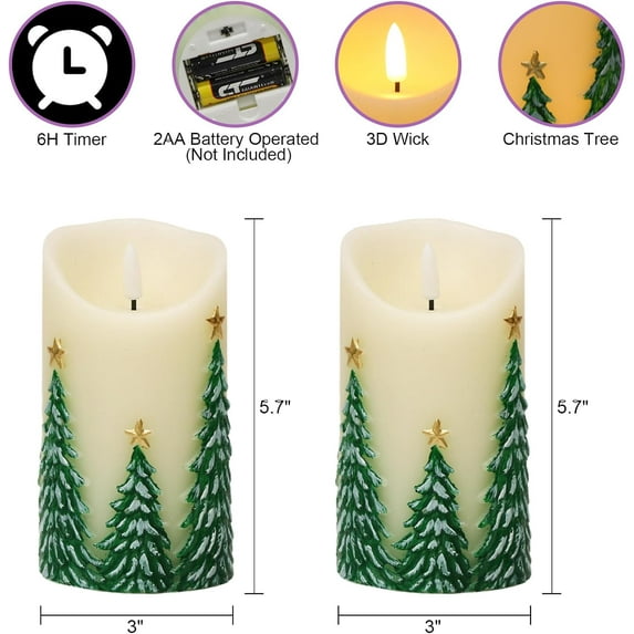 JINYUN-Christmas Tree LED Candles with 6H Timer, flameless Candles with ...