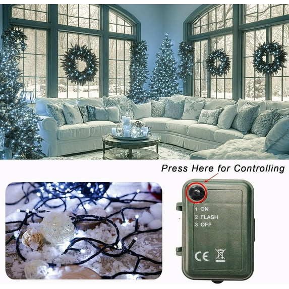 JINYUN-Cool White String Lights Battery Powered, 4 Pack Total 66.6 FT ...