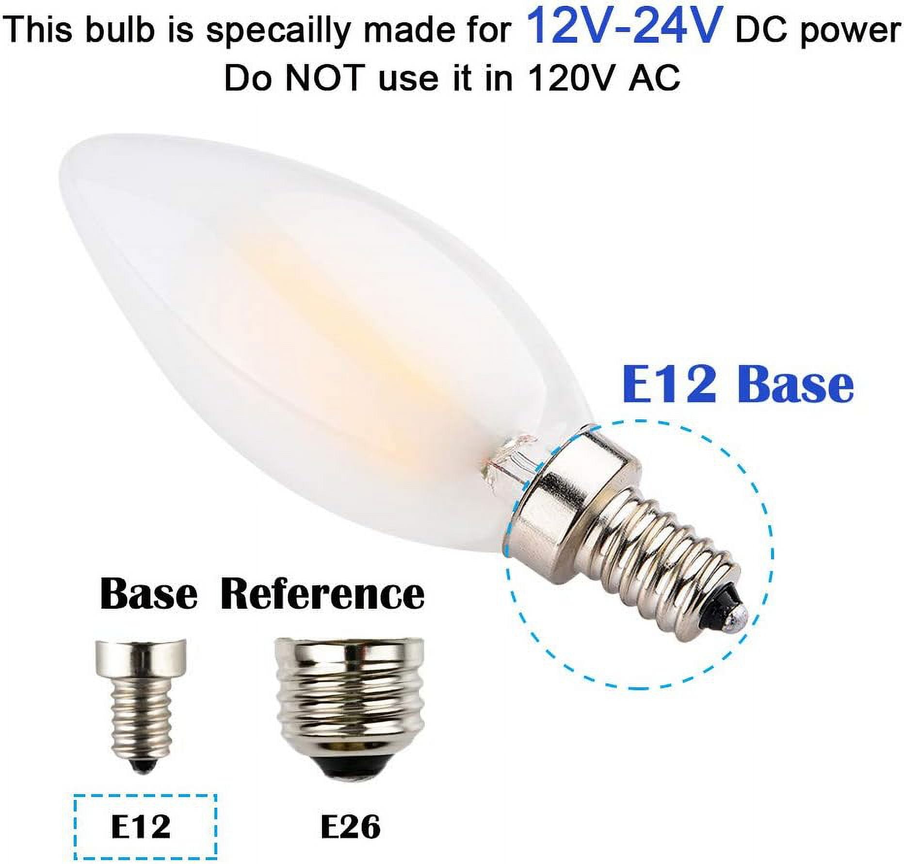 JINYUN-DC 12V-24V Power Input LED Candelabra Bulb, 6W Dimmable with ...