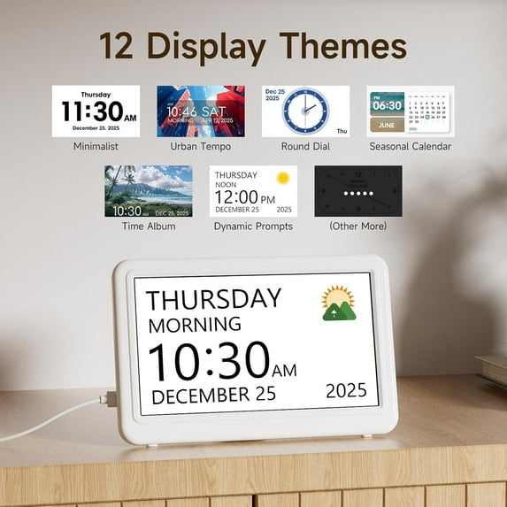 JINYUN-Date Clock, Digital Clock with 12 Themes, 20 Alarms, 20 ...