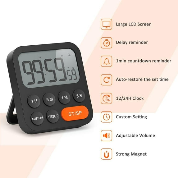 JINYUN-Digital Kitchen Timer with Loud Alarm and Large LCD Display ...