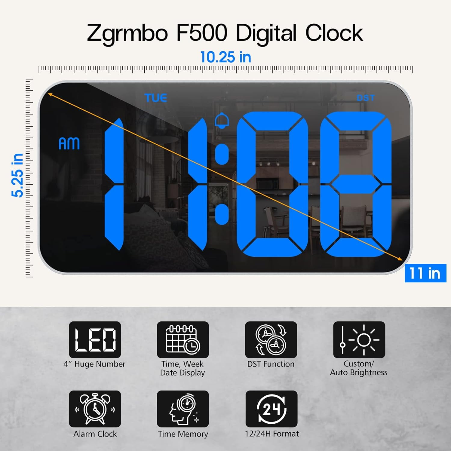 JINYUN-Digital Wall Clock with 4" Huge Clear Digits - Digital Clock for ...