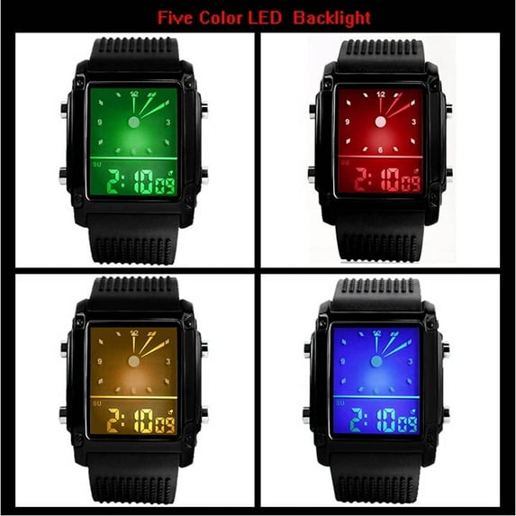 JINYUN-Dual Time Display LED Digital Jelly Electronic Sport Watch for ...