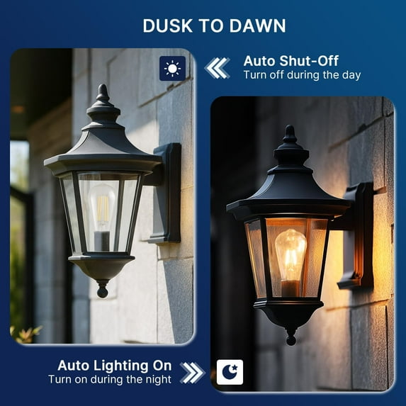 JINYUN-Dusk to Dawn Outdoor Sensor ST19 LED Light Bulb, 7W (60W Eqv ...