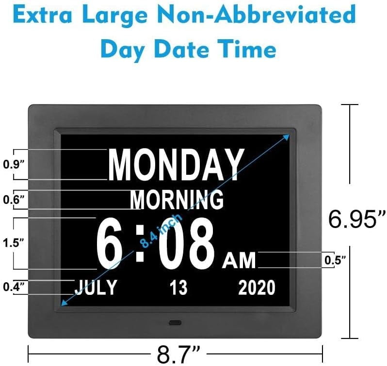 JINYUN-Extra Large Day Date Time Digital Day of Week Clock 8 Alarm ...