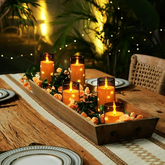 JINYUN-Flameless Candles with Embedded Star String Fairy Lights ...