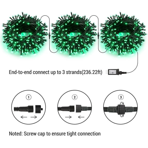 JINYUN-Green Christmas Lights, 78.74ft 240 LED Mini Light String ...