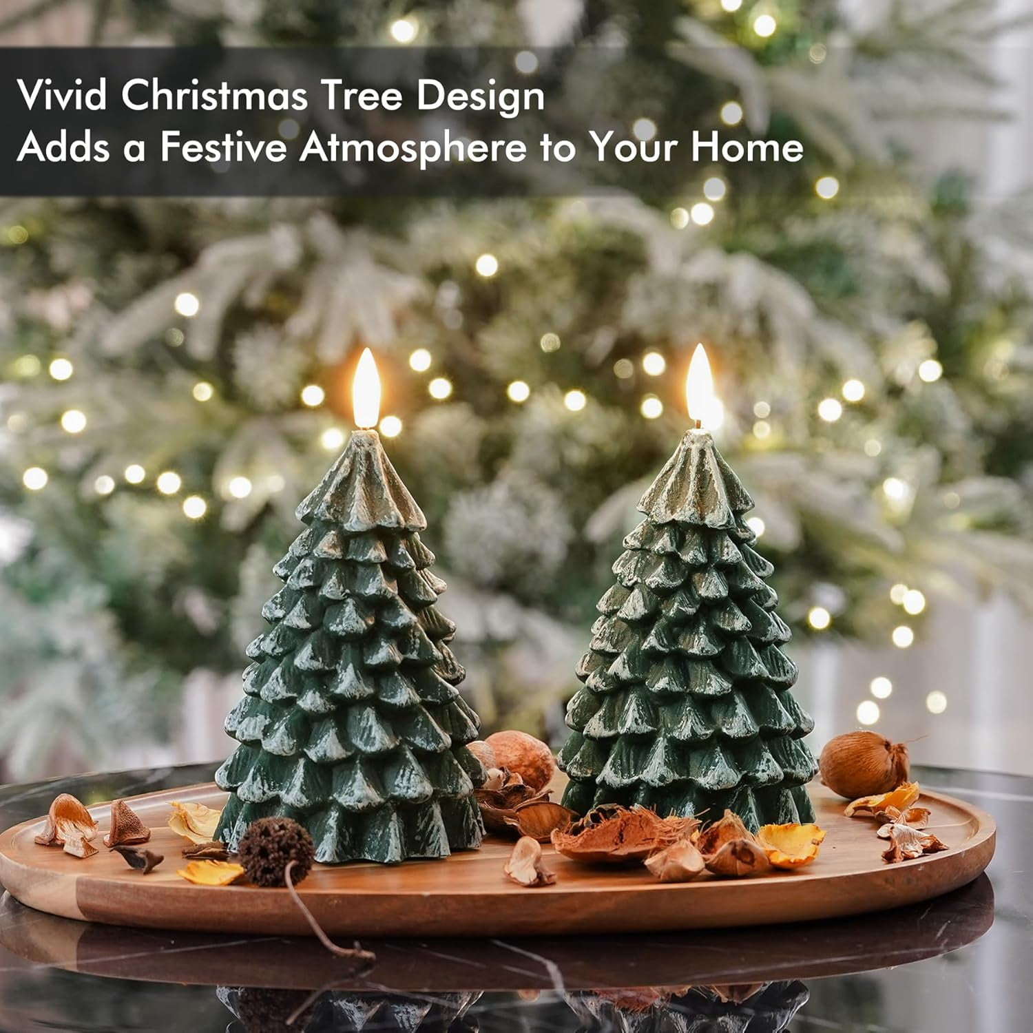 JINYUN-Green Christmas Tree Shaped Led Flameless Candles with Timer ...