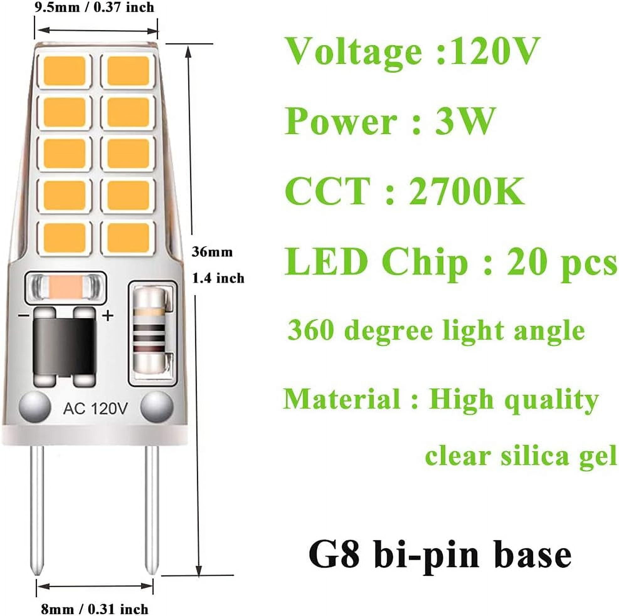 JINYUN-Kapata 5 Pack G8 LED Bulb Soft White 2700K 120V 3W Equivalent to ...
