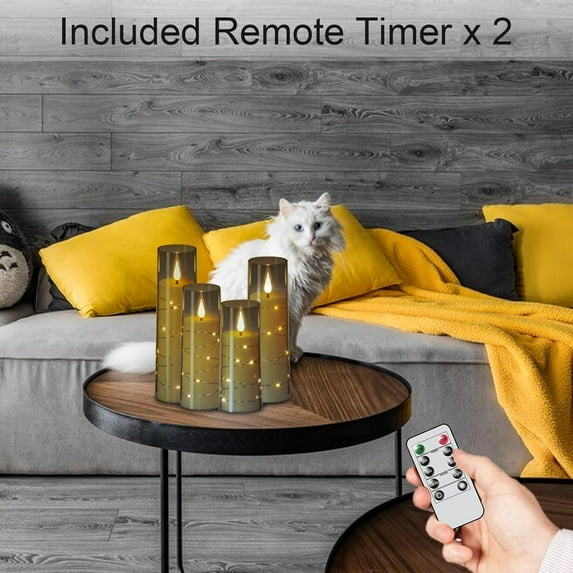 JINYUN-LED Candles Flickering with 2 Remote and Timer, 5 Pack Flameless ...