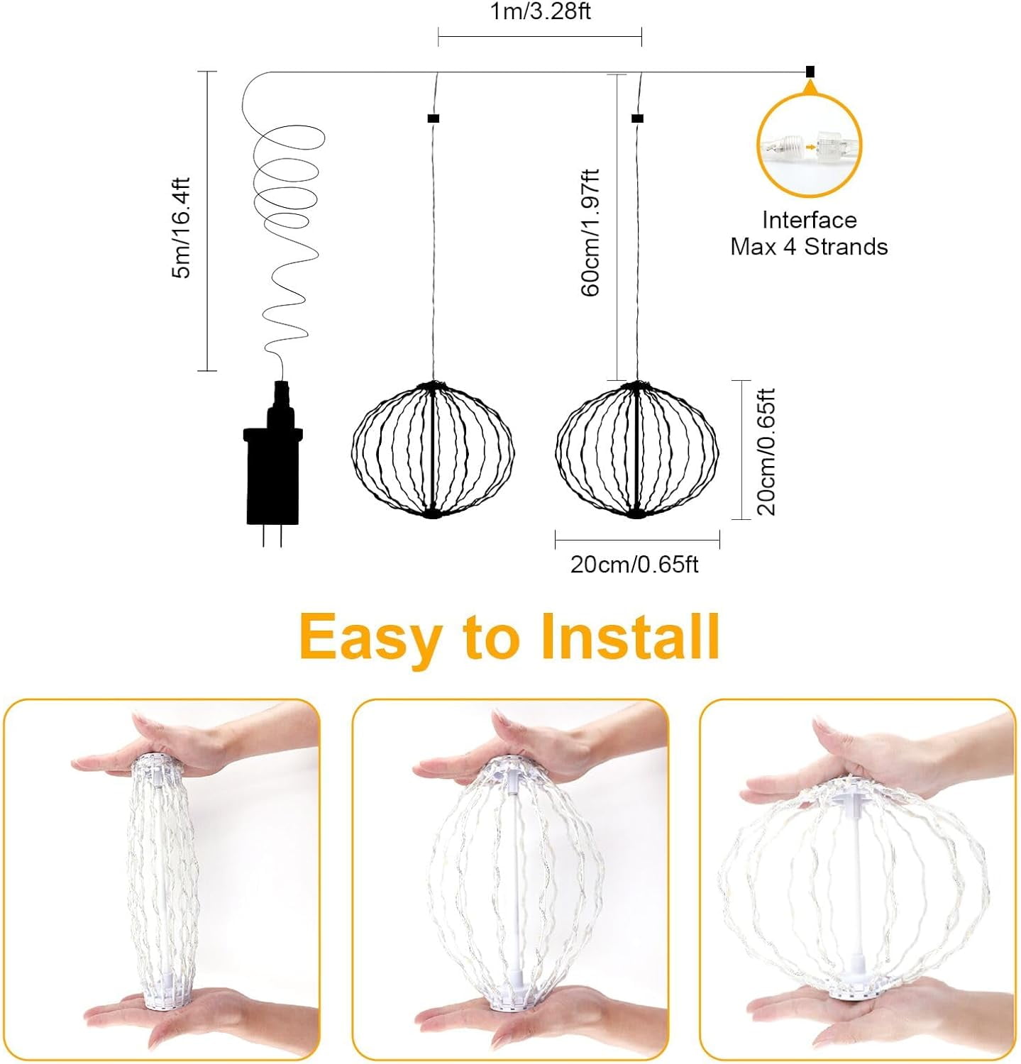 JINYUN-LED Christmas Lights Outdoor [2 Pack, 8in Globe,162 LEDs ...