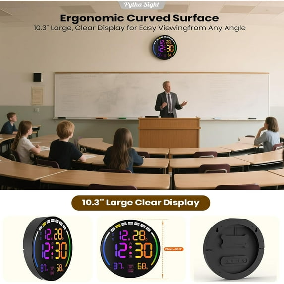 JINYUN-Large Digital Wall Clock with 10.3" LED Display,Alarm,Countdown ...