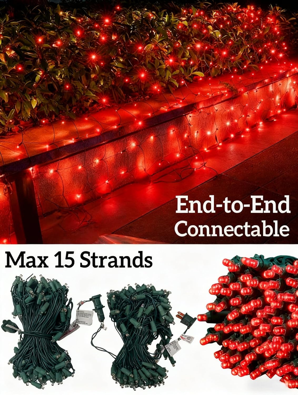 JINYUN-Led Christmas Net Lights for Bushes, 132LED 6FT x 6FT ...