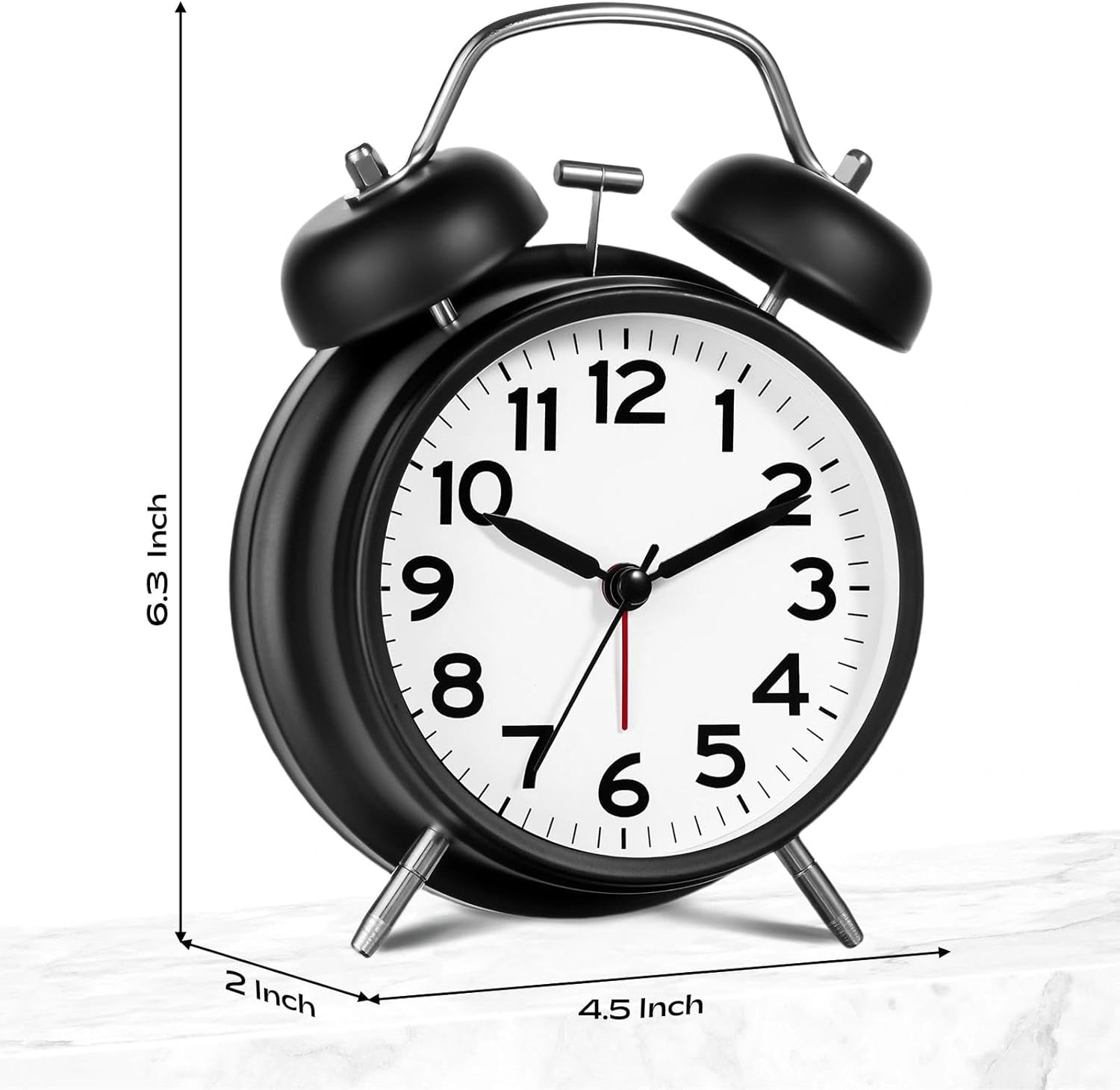JINYUN-Loud Alarm Clock for Heavy Deep Sleepers, 4.5 Inches Analog ...