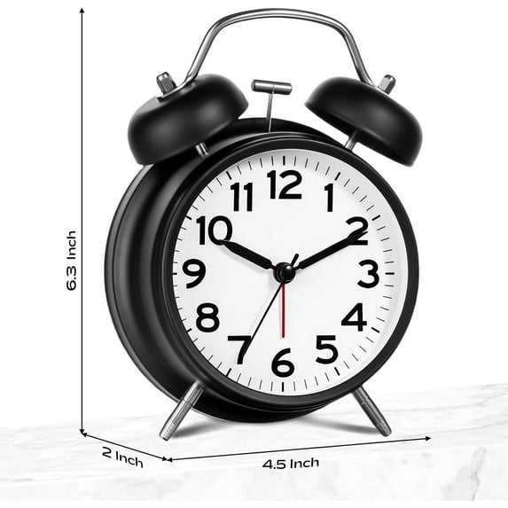 JINYUN-Loud Alarm Clock for Heavy Deep Sleepers, 4.5 Inches Analog ...