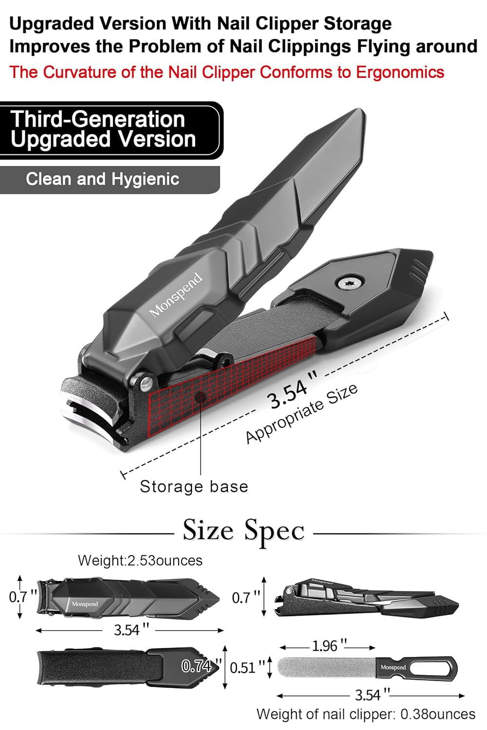 JINYUN-Nail Clippers with Catcher – No Splash Nail Cutters Fingernail ...